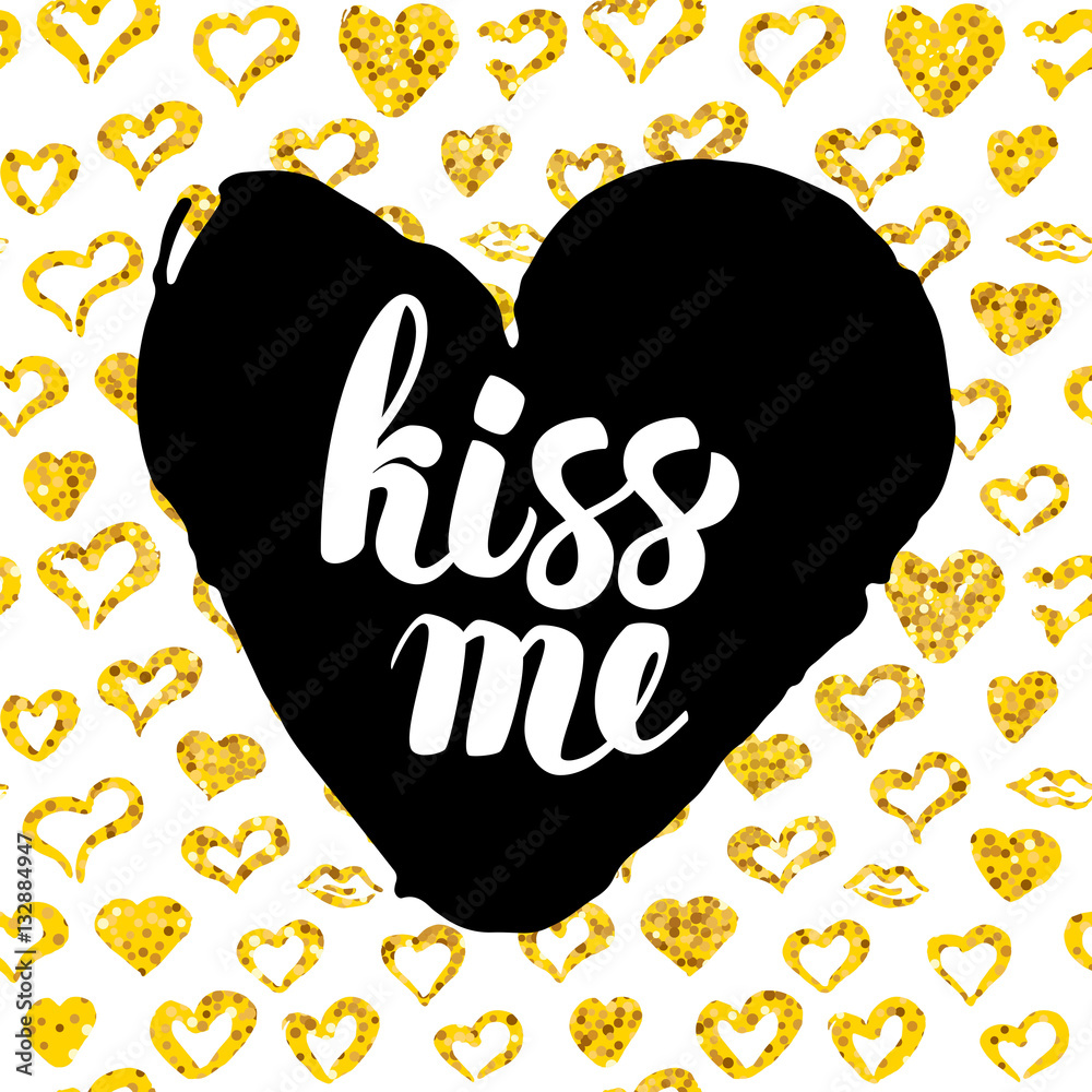 Kiss Me Postcard Design Stock Vector | Adobe Stock