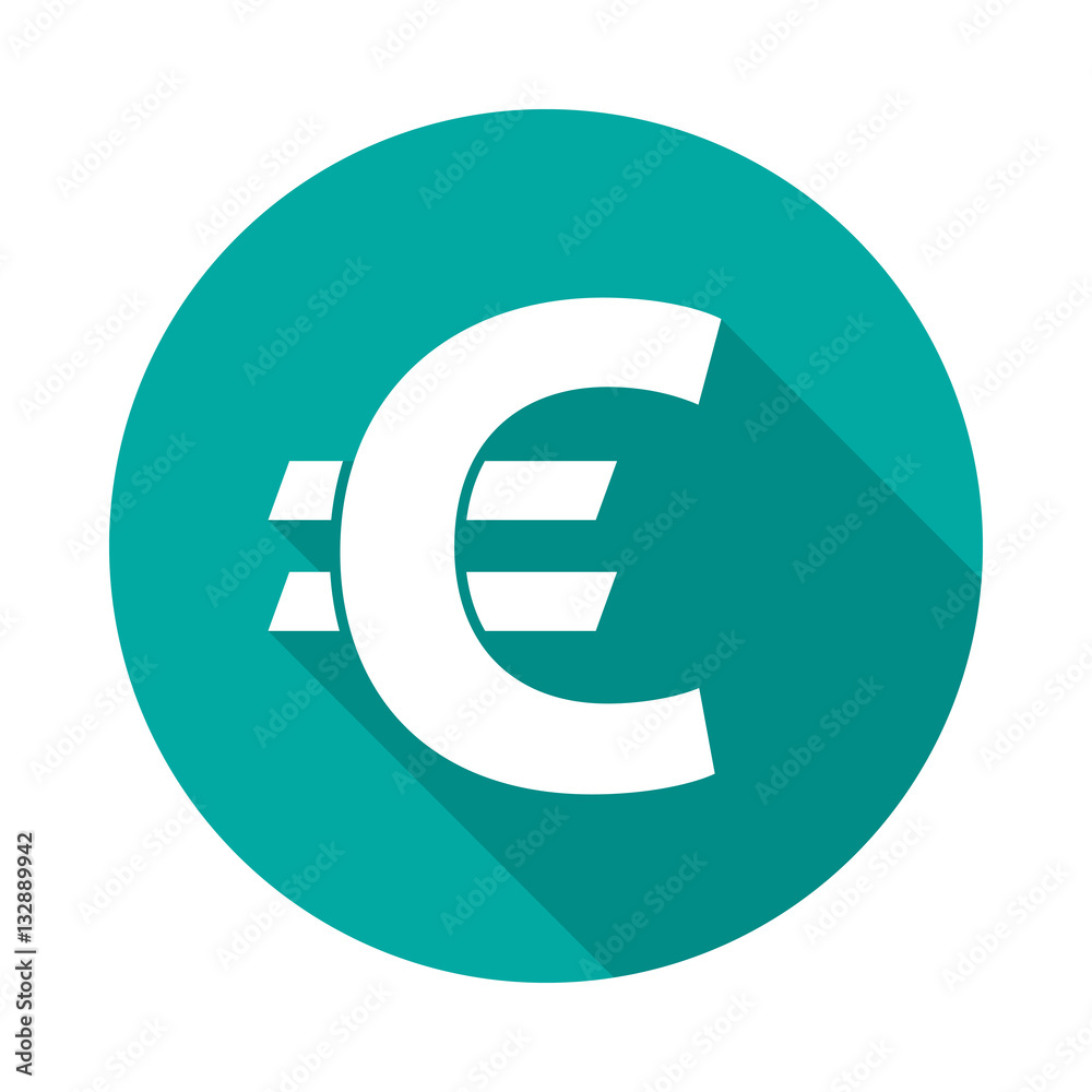 Vettoriale Stock Euro circle icon with long shadow. Flat design style ...