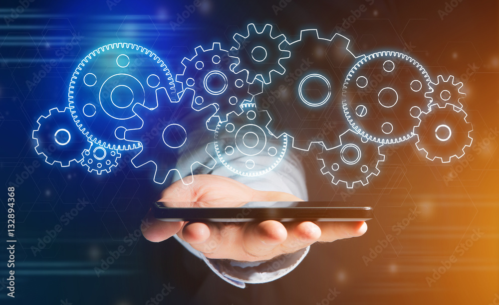 Concept of setting a technology interface with gear wheel - Tech Stock ...