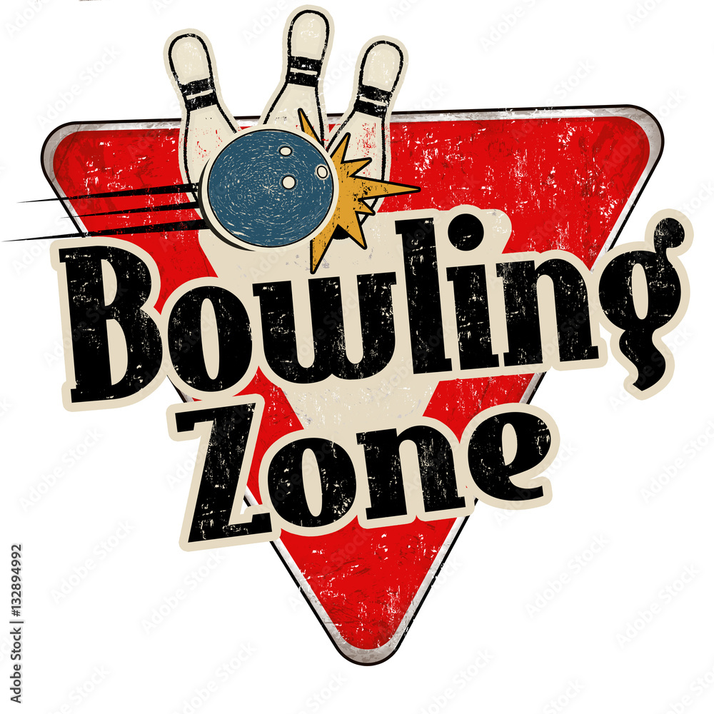 Bowling zone vintage metal sign Stock Vector | Adobe Stock