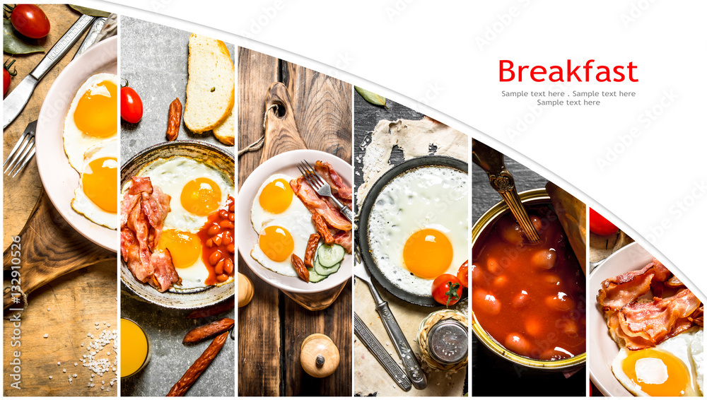 Food collage of breakfast . Stock Photo | Adobe Stock