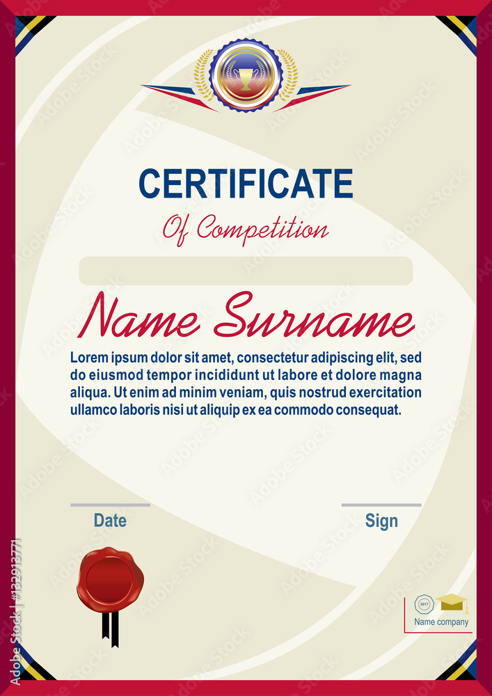 Official light yellow certificate with red border Stock Vector | Adobe ...