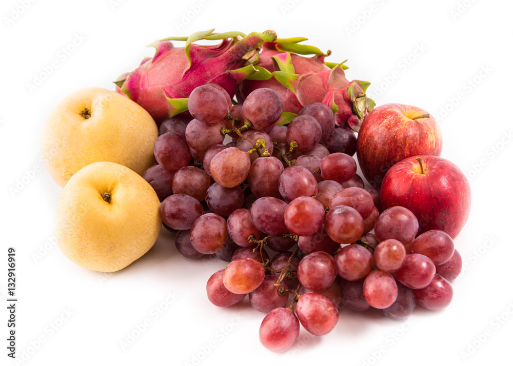 Organic fruit isolated on white background Stock Photo | Adobe Stock