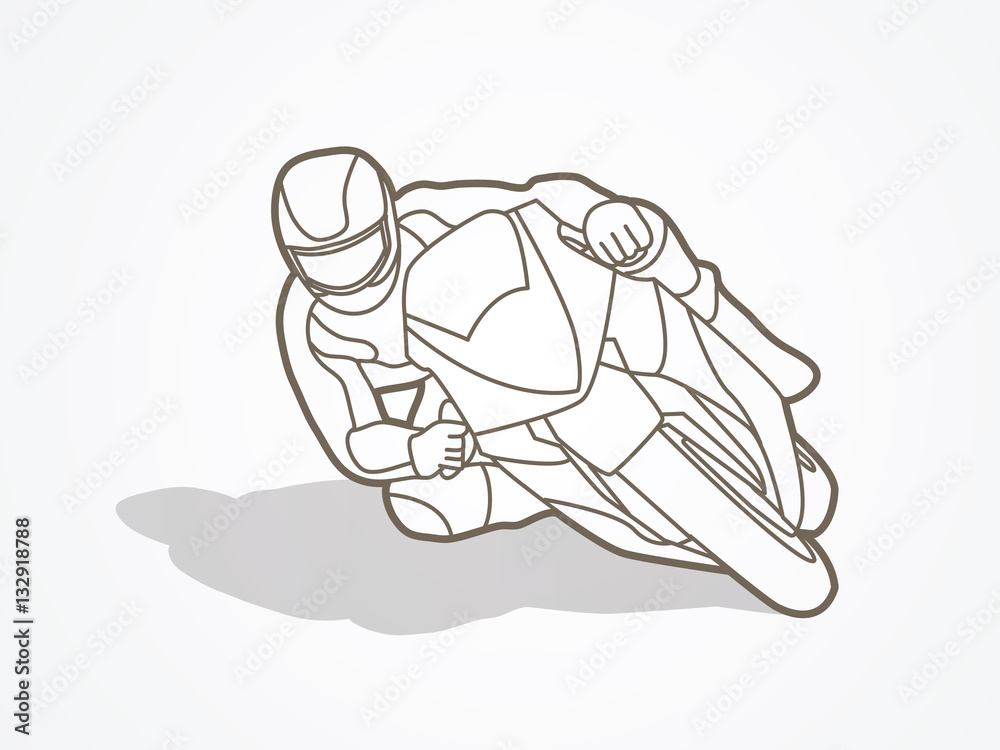 Motorcycle racing outline graphic vector. Stock Vector | Adobe Stock