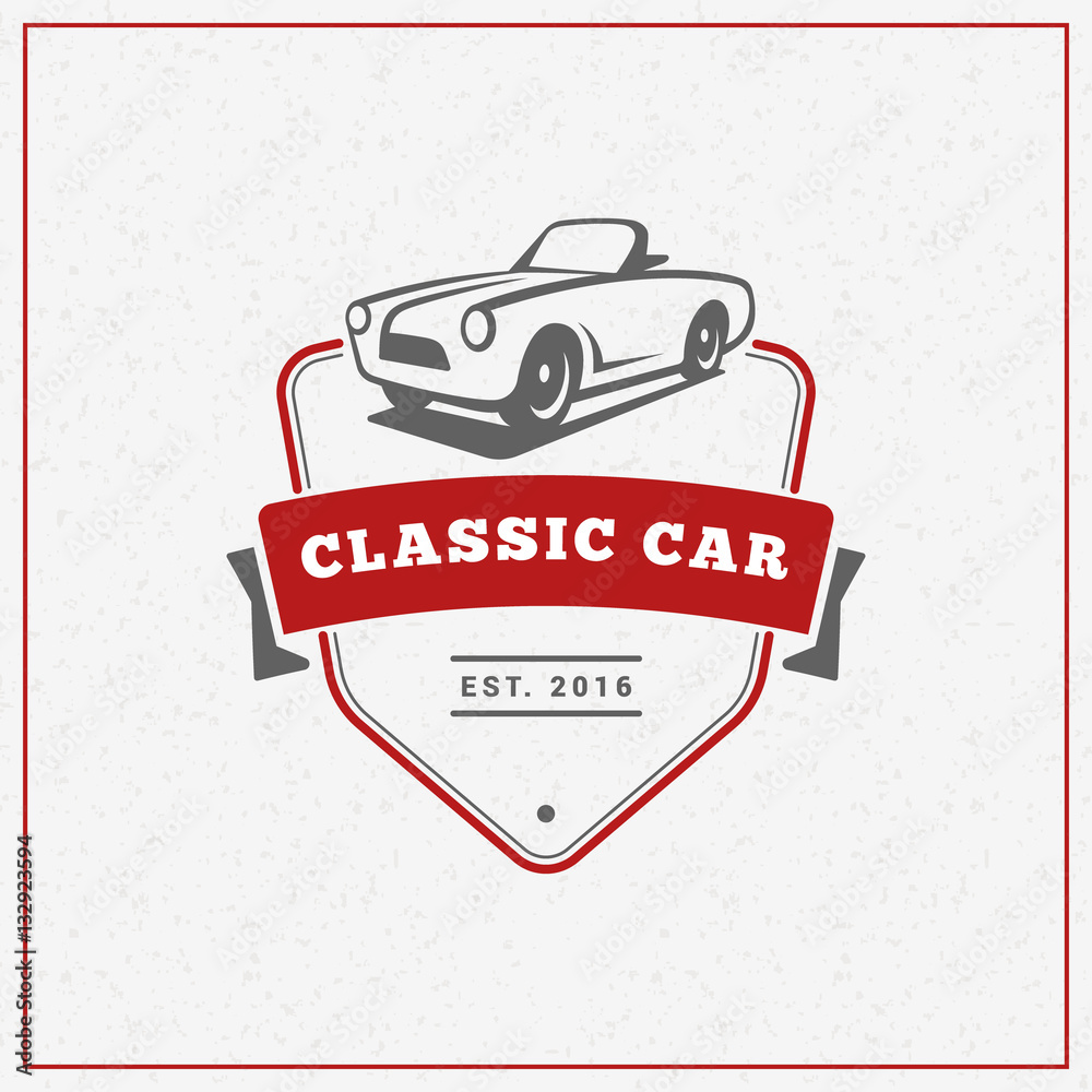 Classic car logo, emblem, badge. Service car repair, car restoration ...