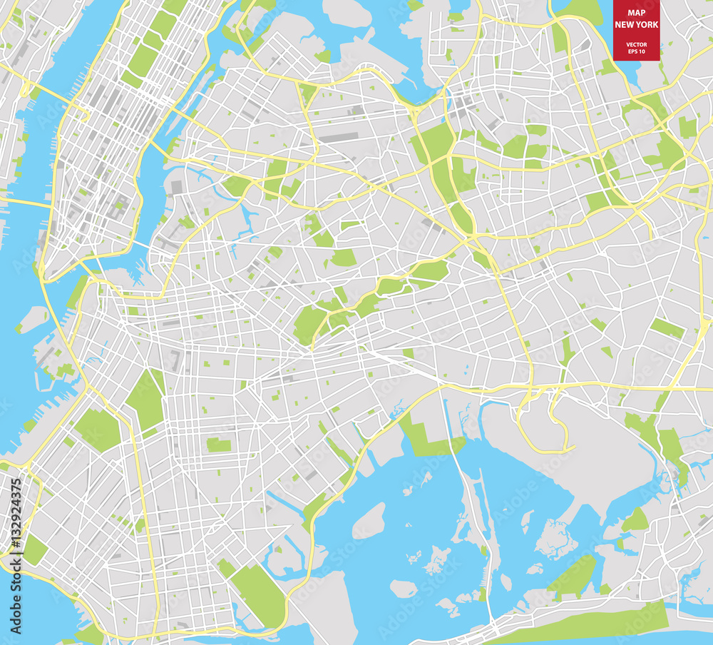 Vector color map of New York. City Plan of New York Stock Vector ...