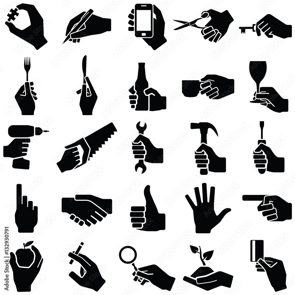 Hand icon collection - vector silhouette illustration Stock Vector ...