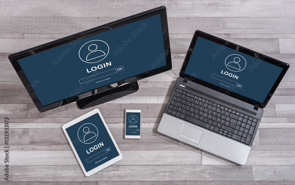 Login concept on different devices Stock Photo | Adobe Stock