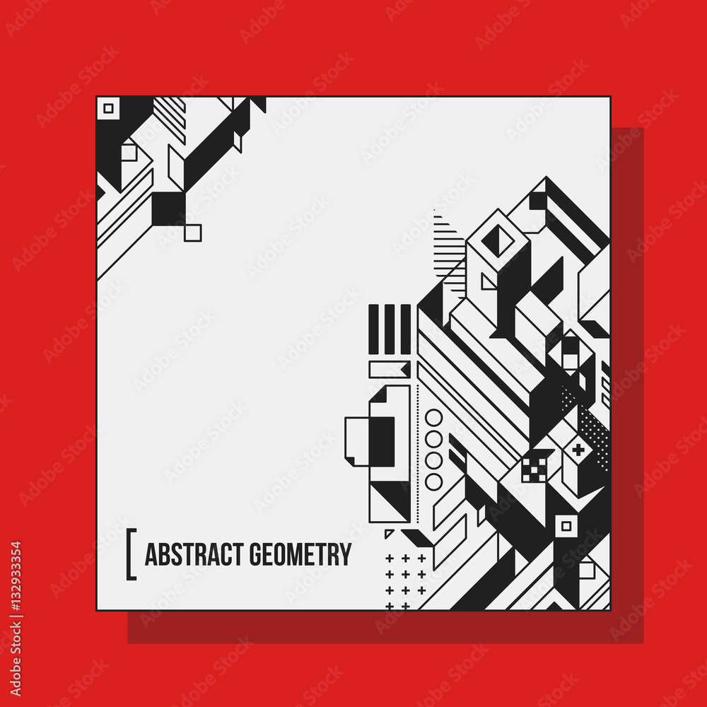 Square background design template with abstract geometric elements ...