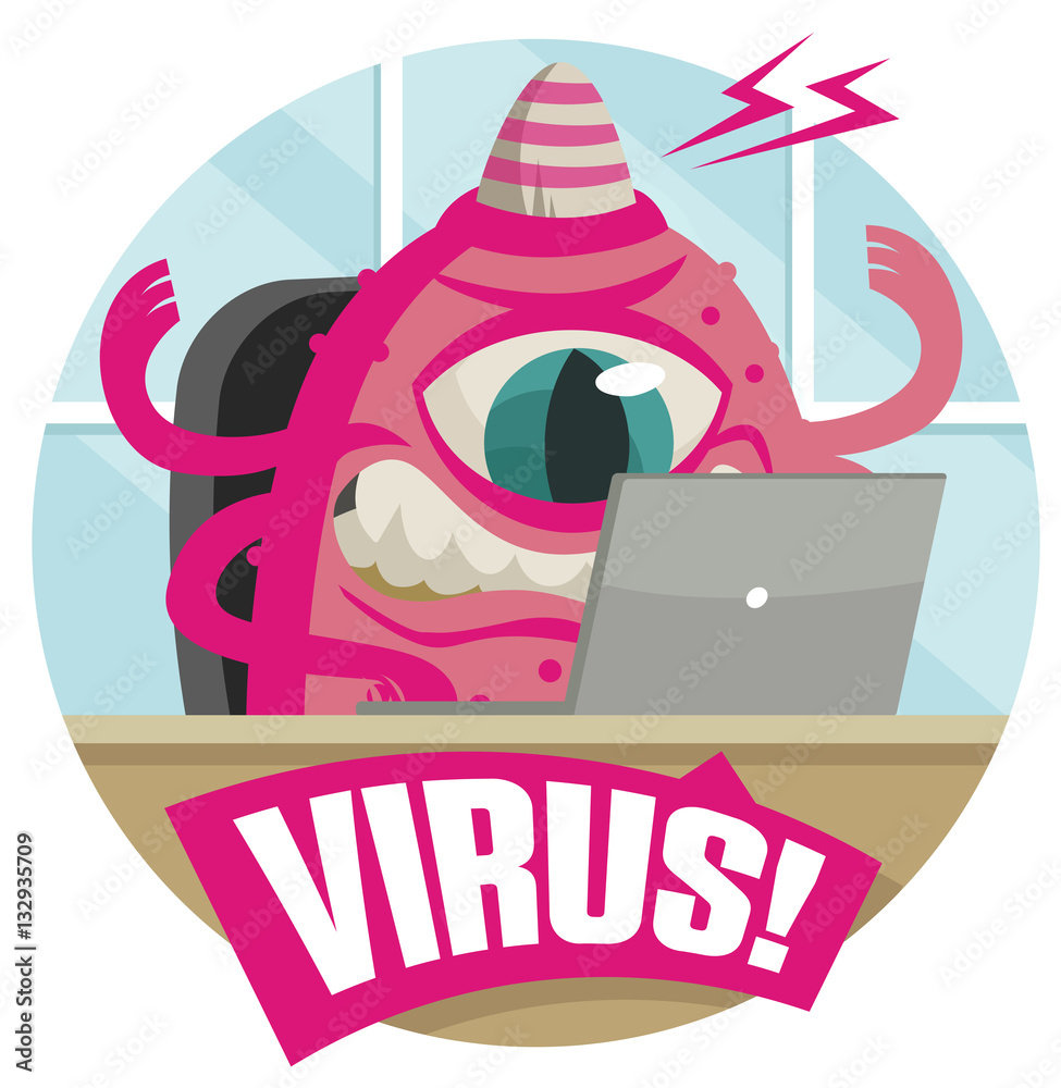 ugly cyclops computer virus monster Stock Vector | Adobe Stock