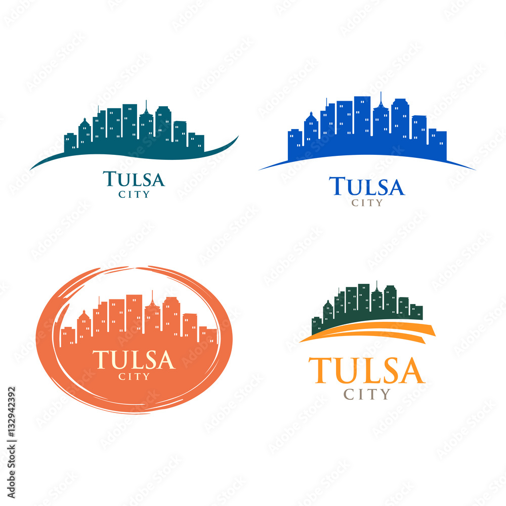 Tulsa Oklahoma City Skyline Cityscape Landscape Silhouette Logo Stock ...