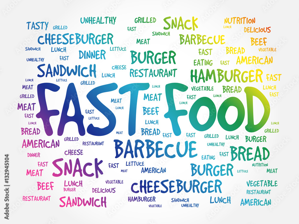 FAST FOOD word cloud collage, concept background Stock Vector | Adobe Stock