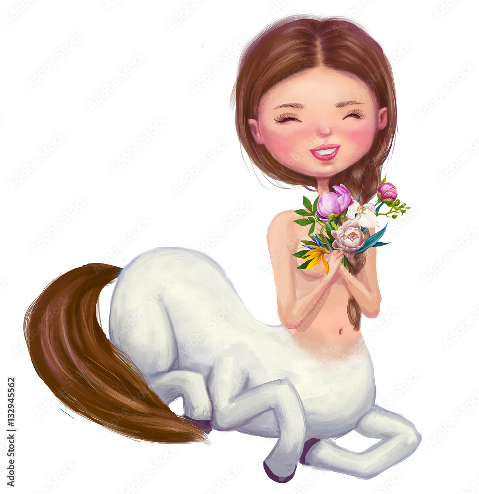 cute cartoon centaur with wreath Stock Illustration | Adobe Stock