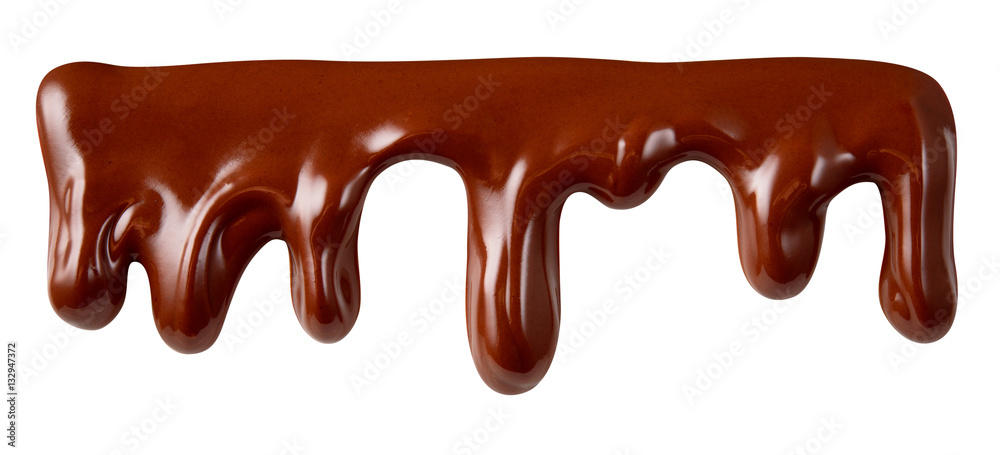 Melted chocolate syrup is dripping. Streams with drops isolated Stock ...