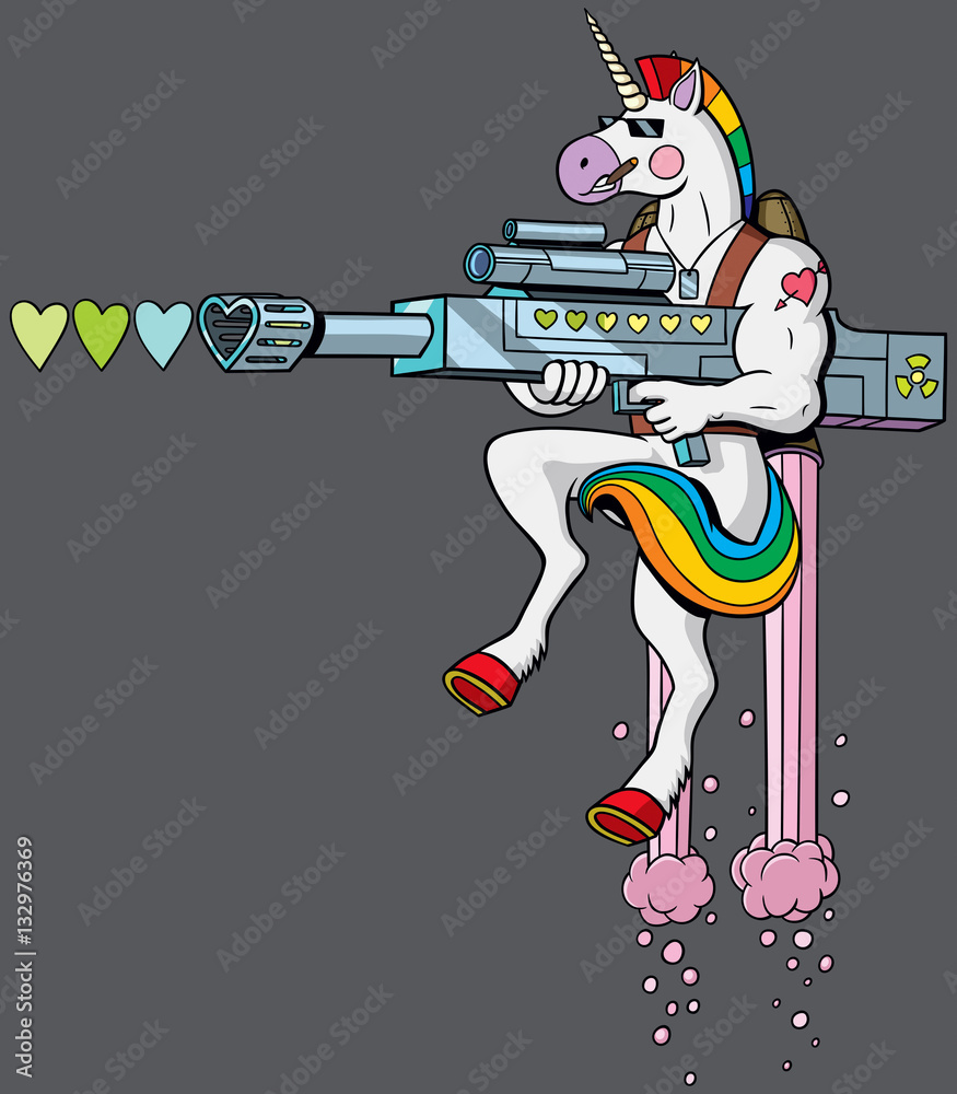 Unicorn Soldier / Unicorn soldier character shooting hearts with his ...