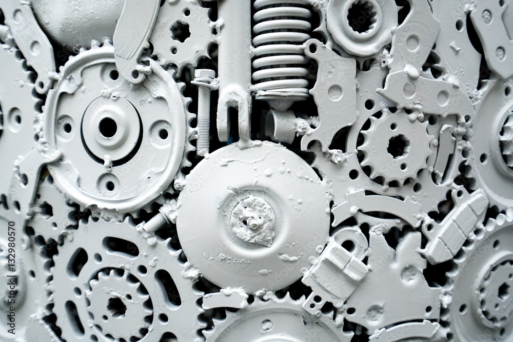 White mechanical background. White machinery abstract. Stock Photo ...