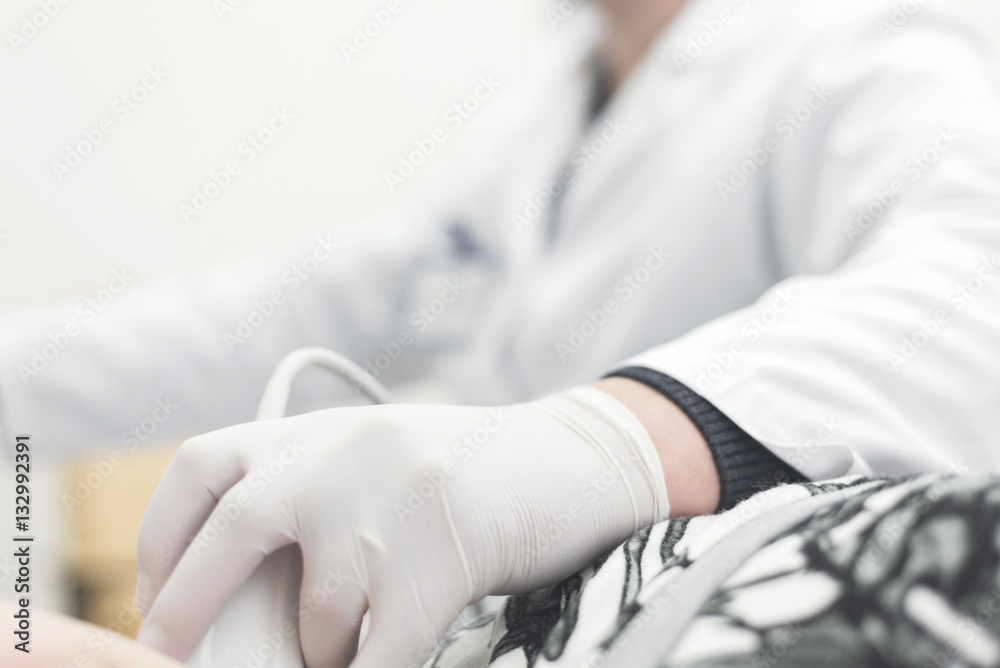 Ultrasound machine doctor"s hand usg investigation USCG Stock Photo ...