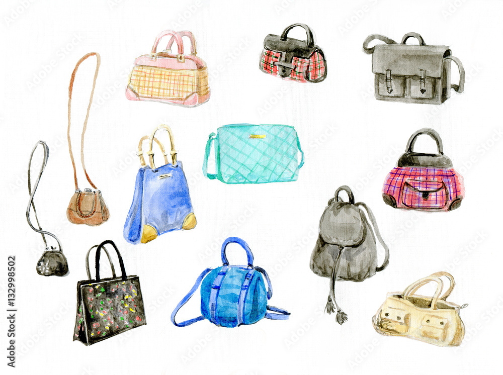 watercolor bag Stock Illustration | Adobe Stock