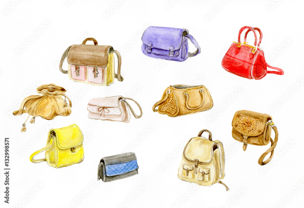 watercolor bag Stock Illustration | Adobe Stock