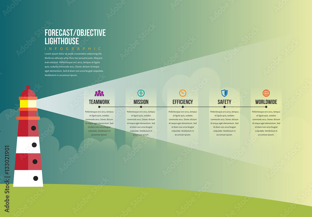 Lighthouse Illustration Infographic Stock Template | Adobe Stock