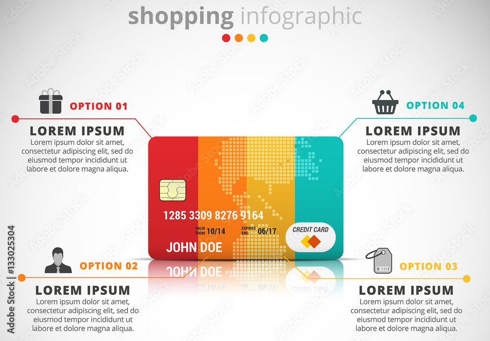 Shopping Infographic with Credit Card Illustration 1 Stock Template ...