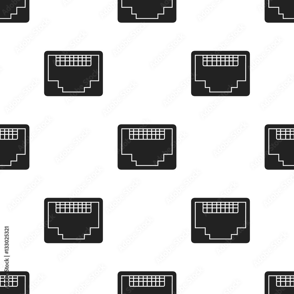 LAN port icon in black style isolated on white background. Personal ...
