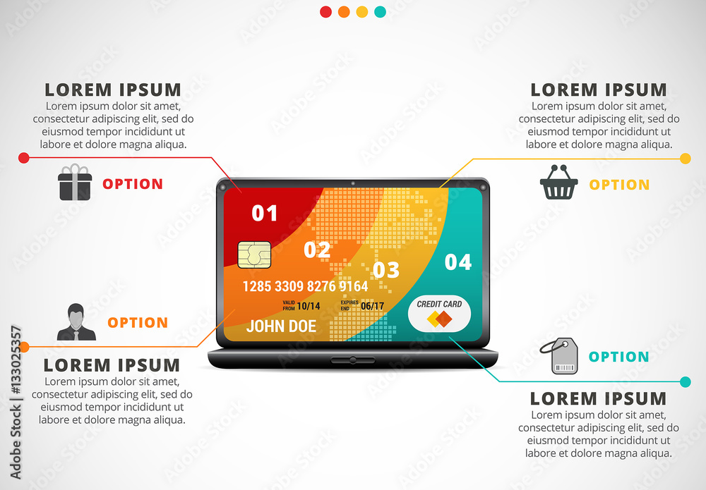 Shopping Infographic with Credit Card Illustration 2 Stock Template ...