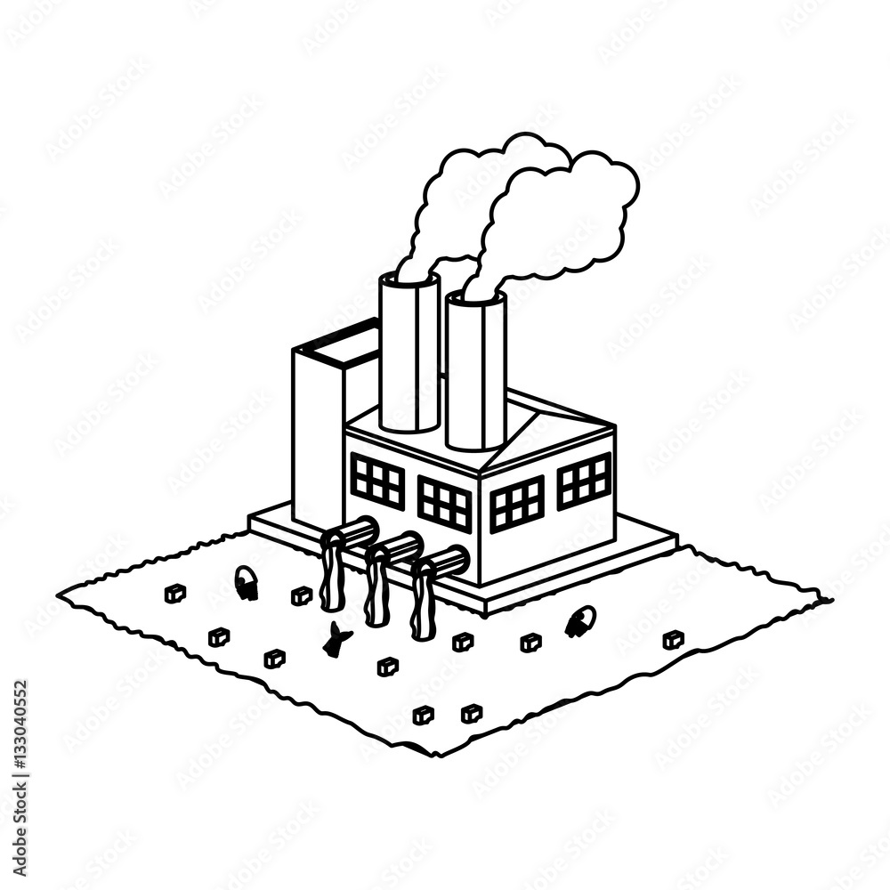 Factory icon. Pollution environment and ecology theme. Isolated design ...