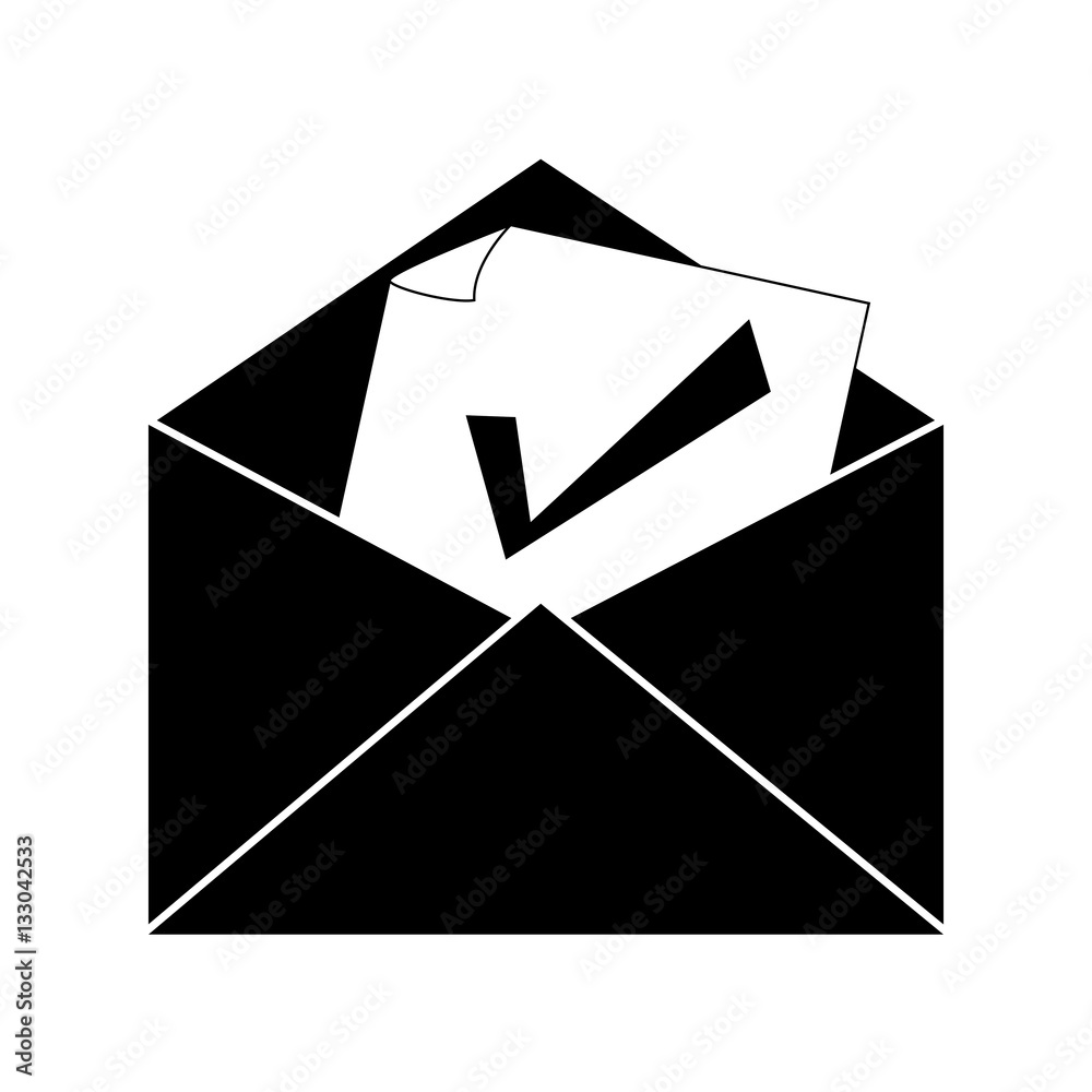 envelope with page and check mark icon over white background. vector ...
