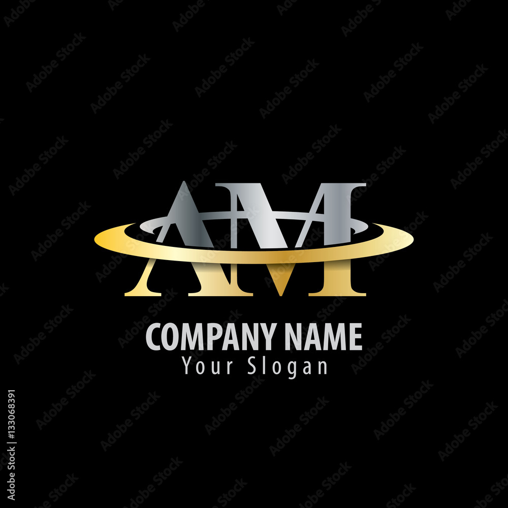 Initial Letter AM With Overlapping Swoosh Circle Stock-Vektorgrafik ...