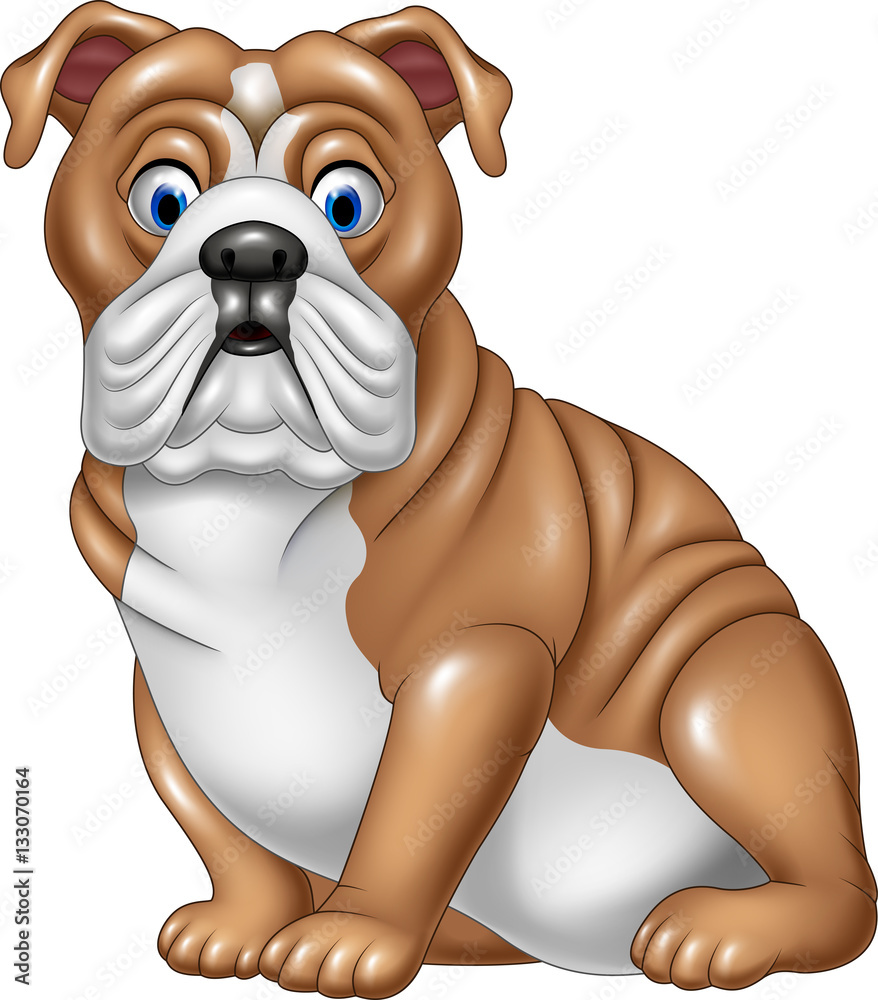 Cartoon bulldog sitting Stock Vector | Adobe Stock