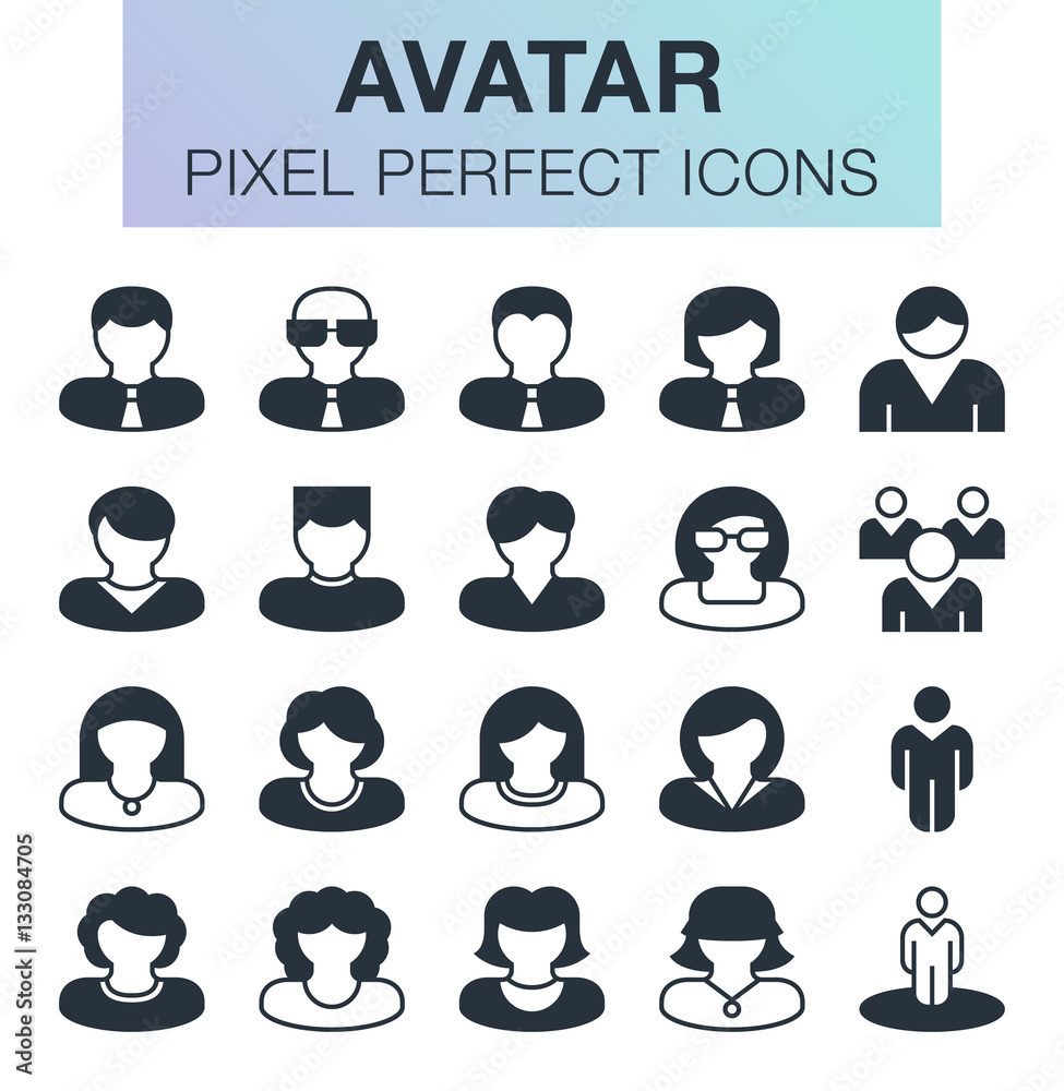 Set of pixel perfect avatar icons for mobile apps and web design. Stock ...