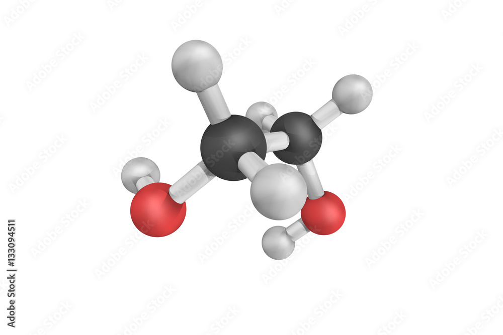 3d structure of Monoethylene glycol, an Ethylene glycol used for Stock ...