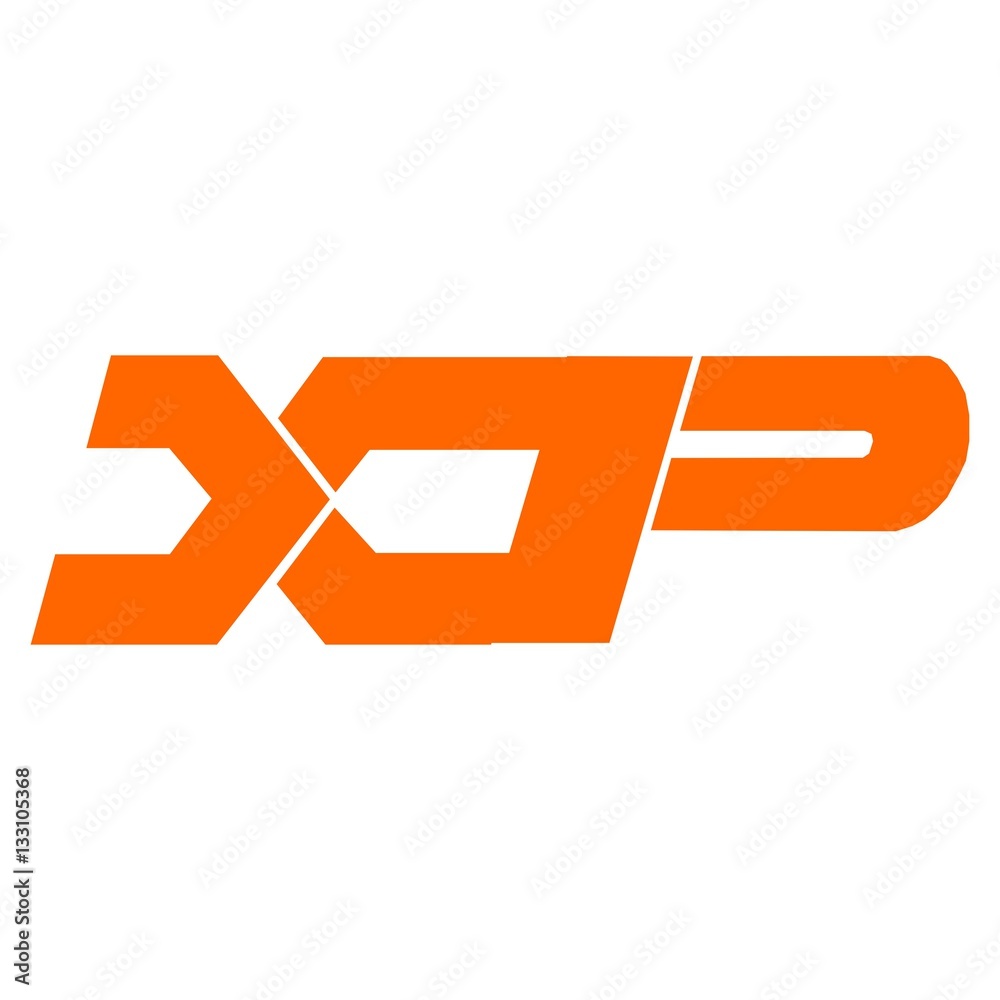 Vector initial letter XP logo icon orange color design template Stock ...