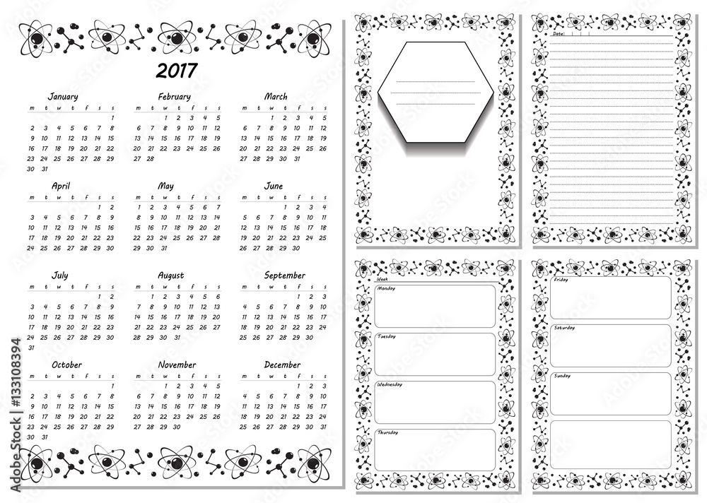 Set of pages template for daily planner. Printable, for scrapbook ...