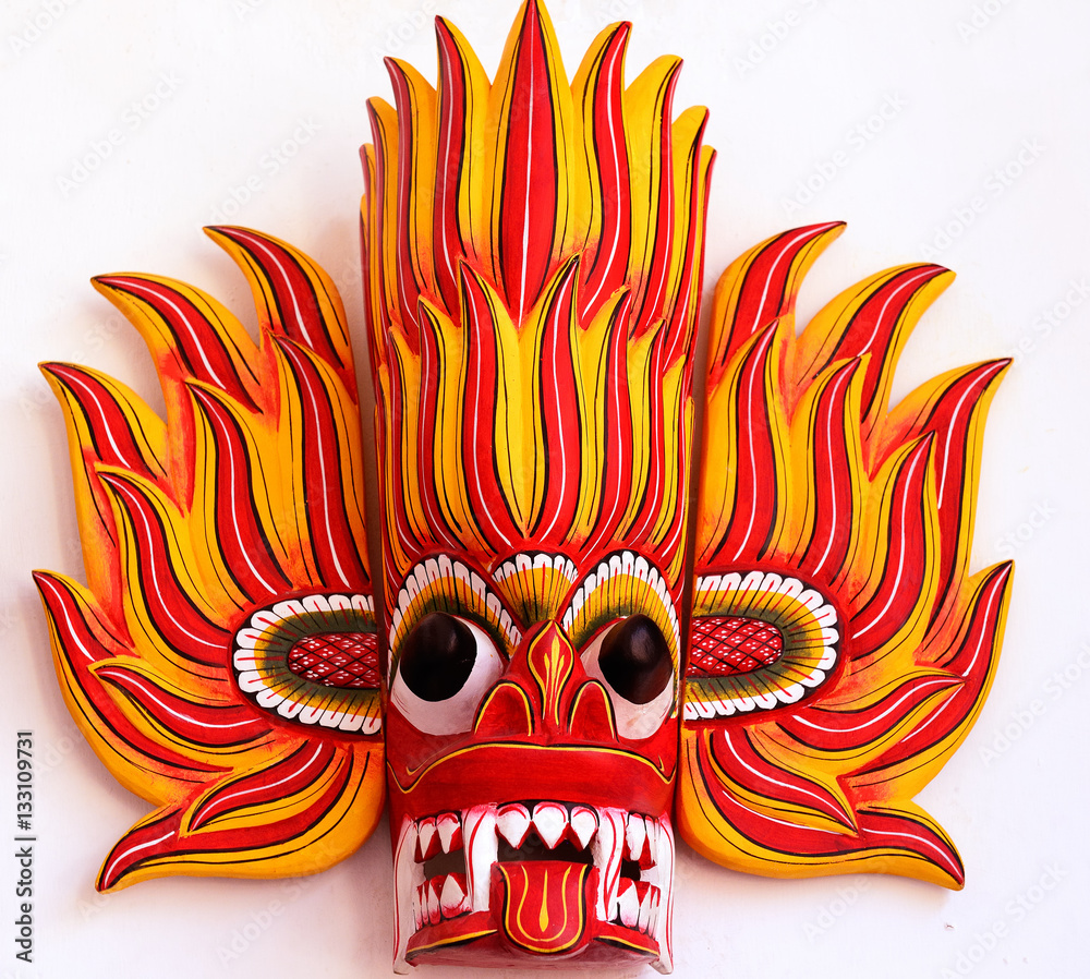 Red fire mask, Sri Lanka Stock Photo | Adobe Stock