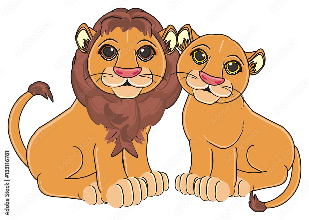 animal, Africa, safari, lion, predator, hunter, cat, wild, illustration ...