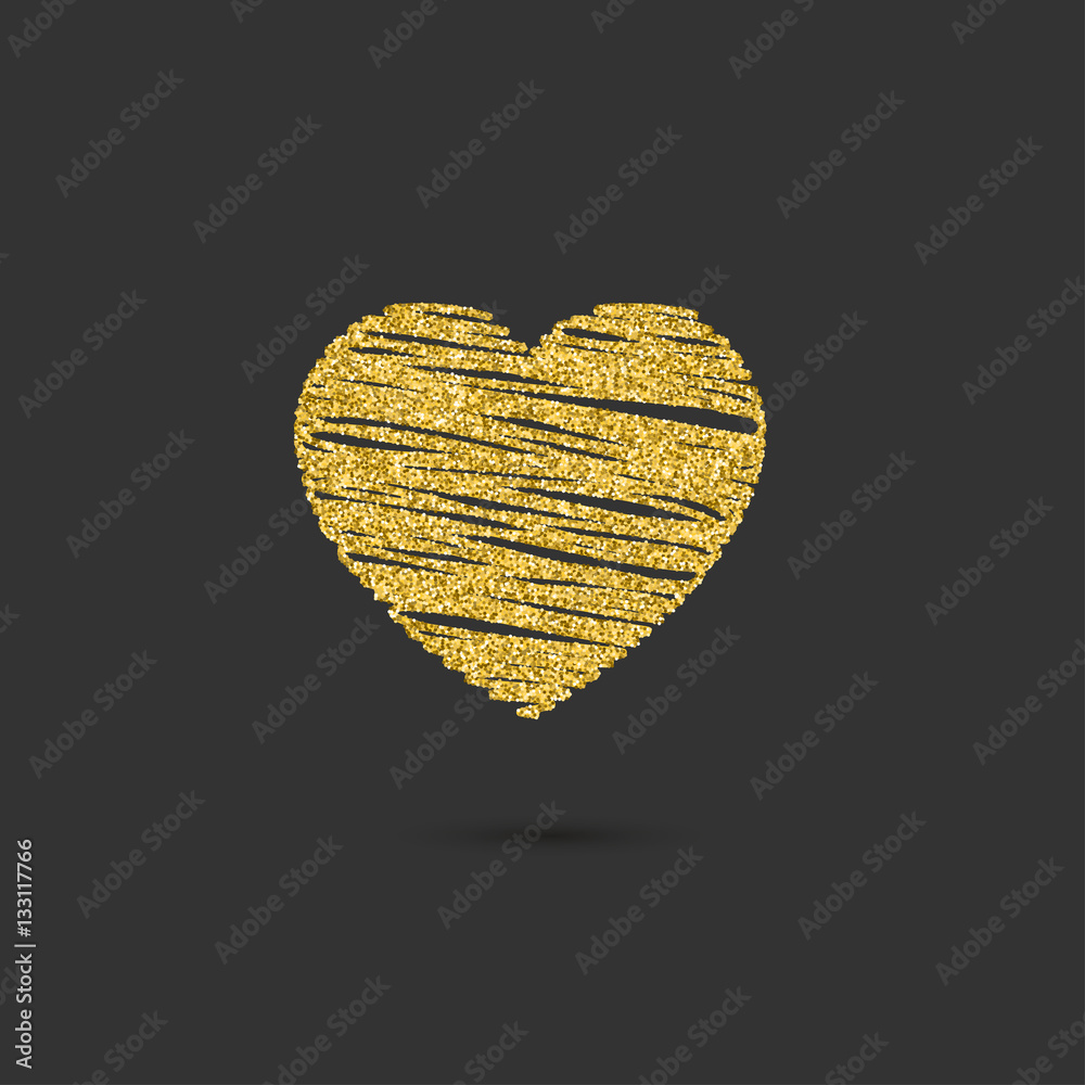 linear golden heart icon, logo, symbol of love on a black background ...