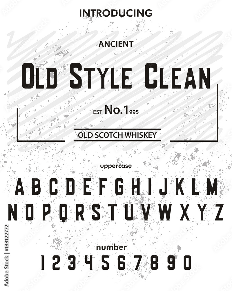 Typeface. Label. Old Style Clean typeface, labels and different type ...