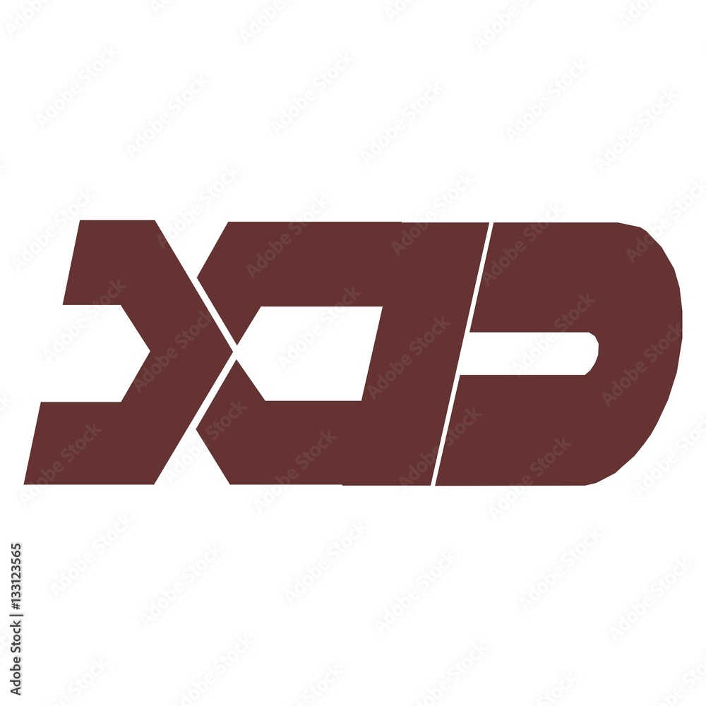 Vector initial letter XD logo icon dark brown color design template ...