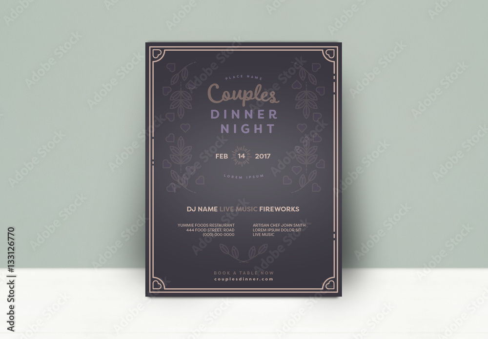 Couples Dinner Night Poster - Dark Stock Template | Adobe Stock
