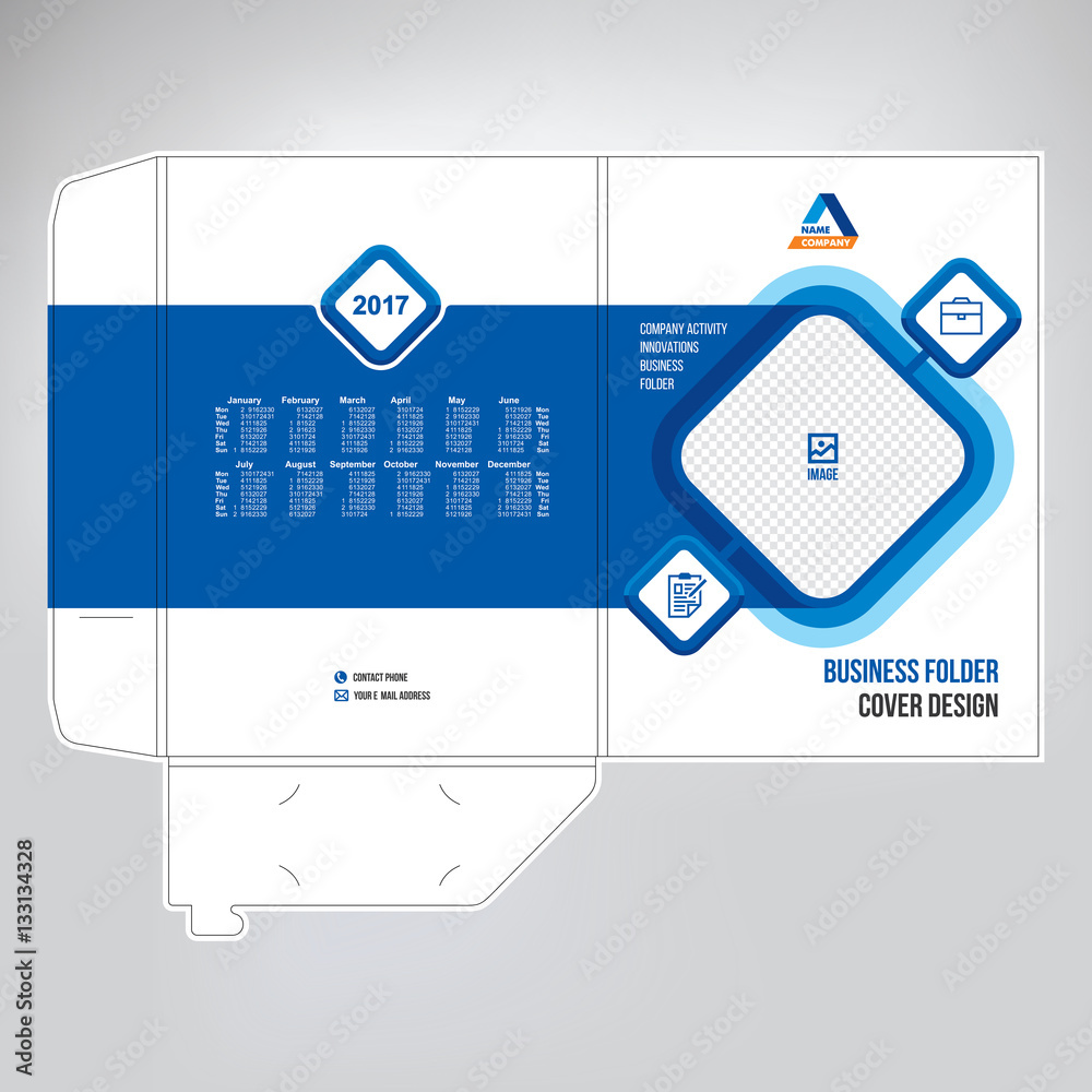 Business folder, design cover template, layout for of text and photos ...