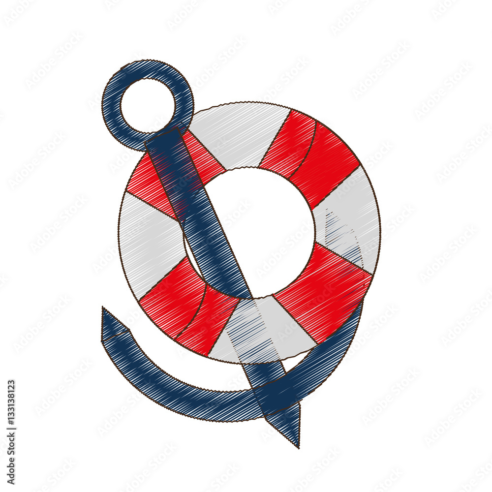 drawing buoy anchor nautical travel maritime vector illustration eps 10 ...