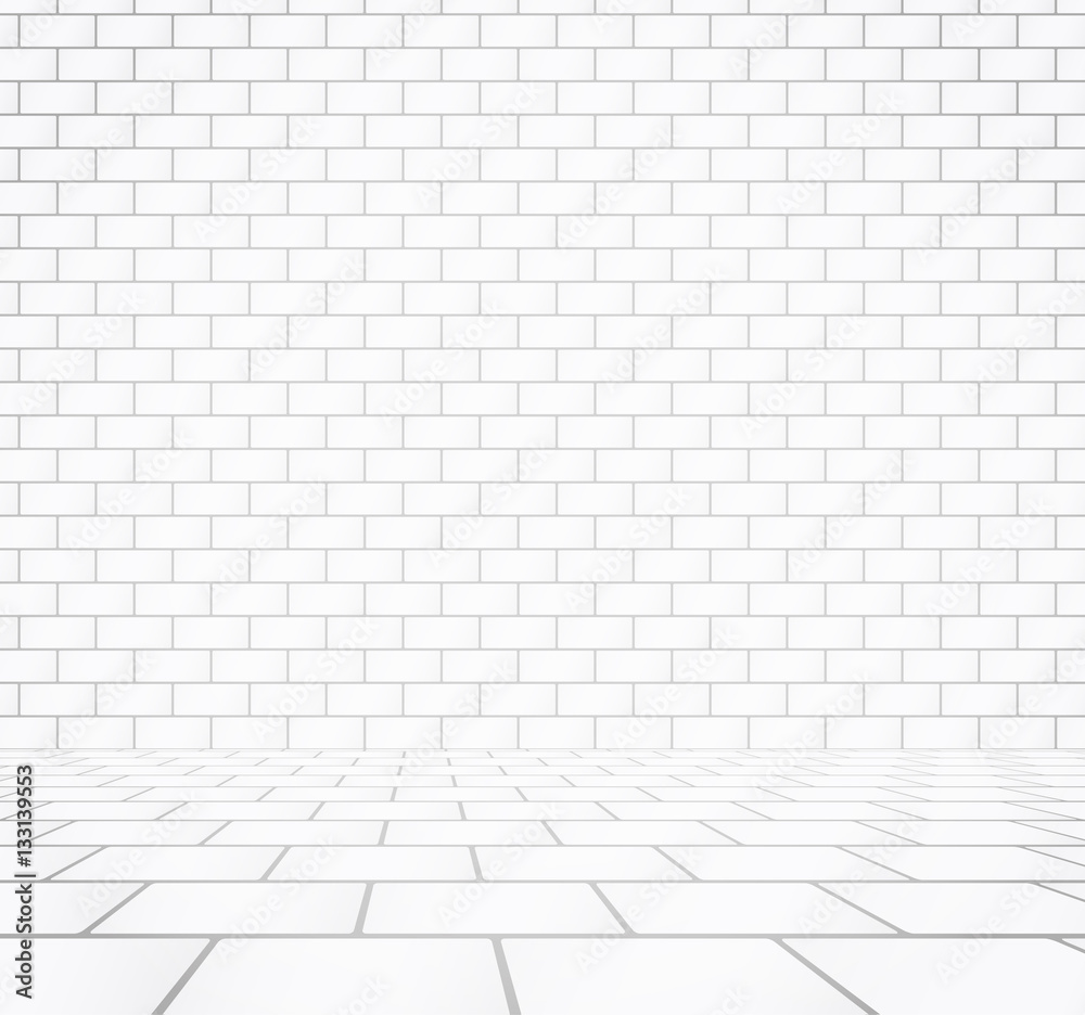 White brick wall texture with stone tile walkway Stock Vector | Adobe Stock