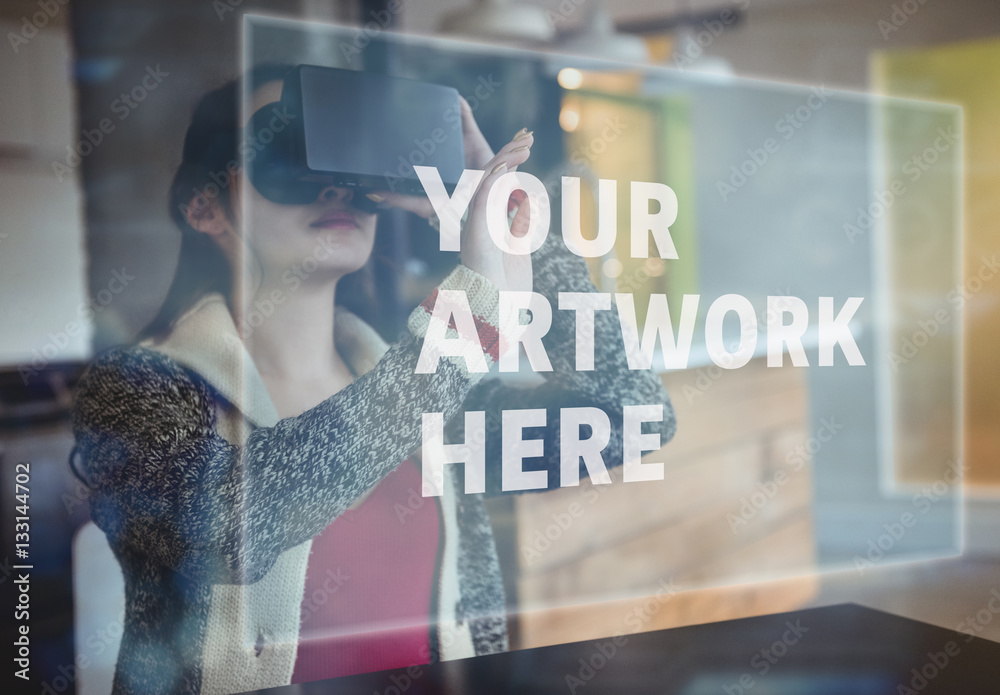User Touching VR Screen Mockup Stock Template | Adobe Stock