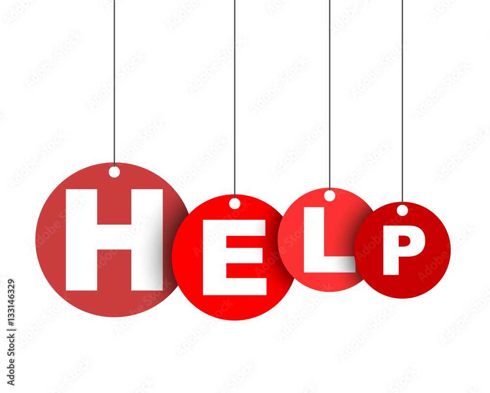 Red easy vector illustration isolated circle tag banner help. This ...