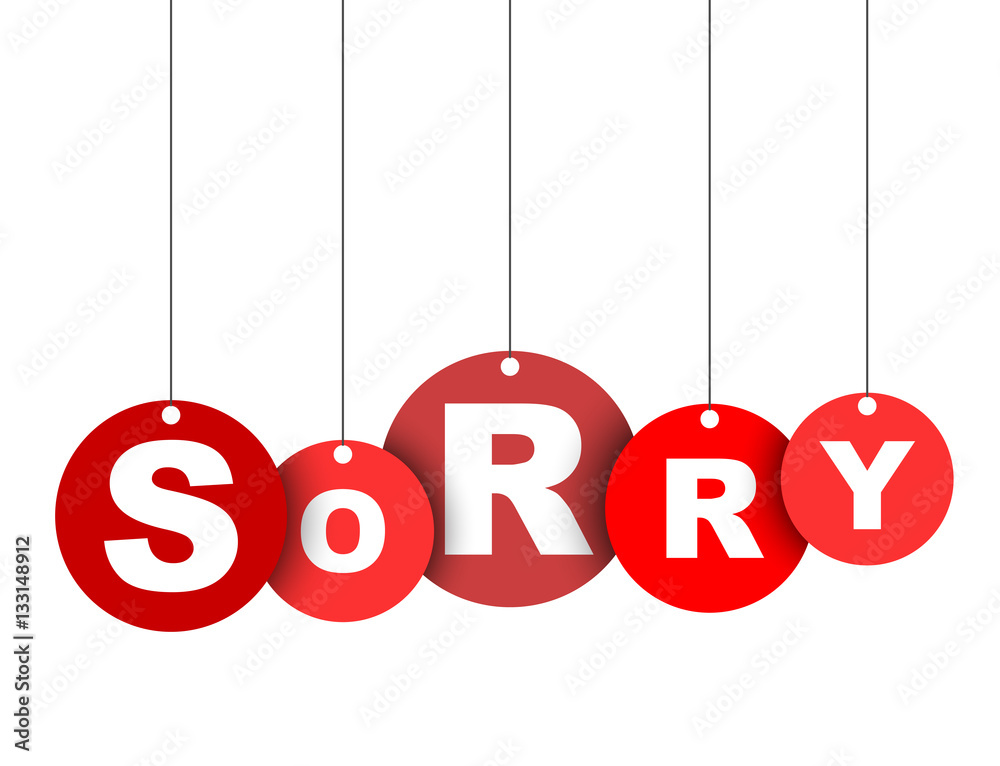 Red easy vector illustration isolated circle tag banner sorry. This ...