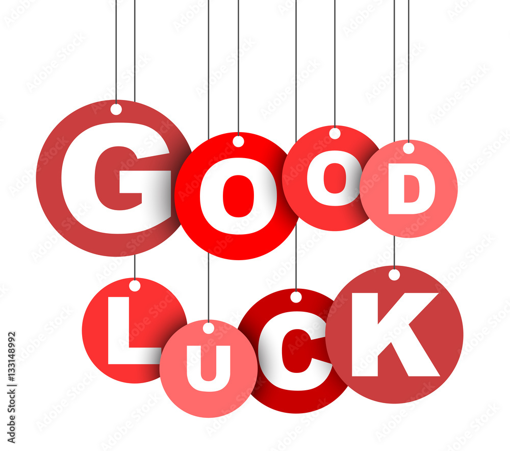 Red easy vector illustration isolated circle tag banner good luck. This ...