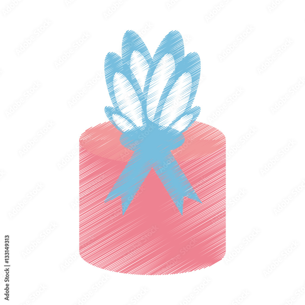 drawing gift box wrapped paper bow vector illustration eps 10 Stock ...