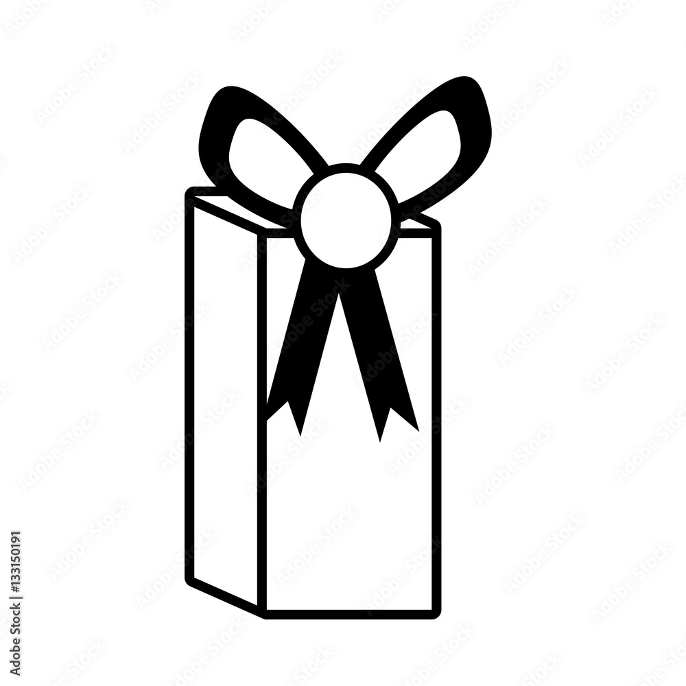 gift box party ribbon bow present outline vector illustration eps 10 ...